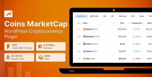 Coins MarketCap 5.8.0 - WordPress Cryptocurrency Plugin - WeaDown