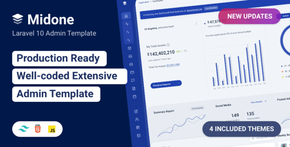 Midone 5.0.5 - Tailwind 4 Laravel 11 Admin Dashboard Template + HTML ...